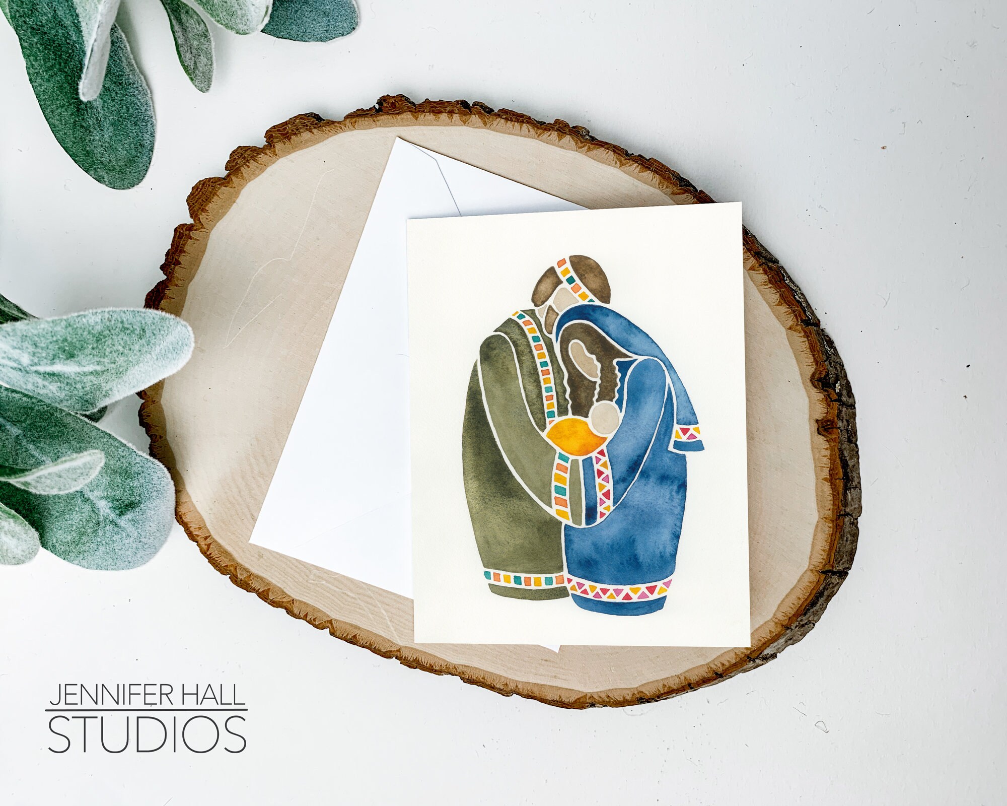 Nativity Scene, Christmas Card, Watercolor, Blank Greeting Card, Art ...