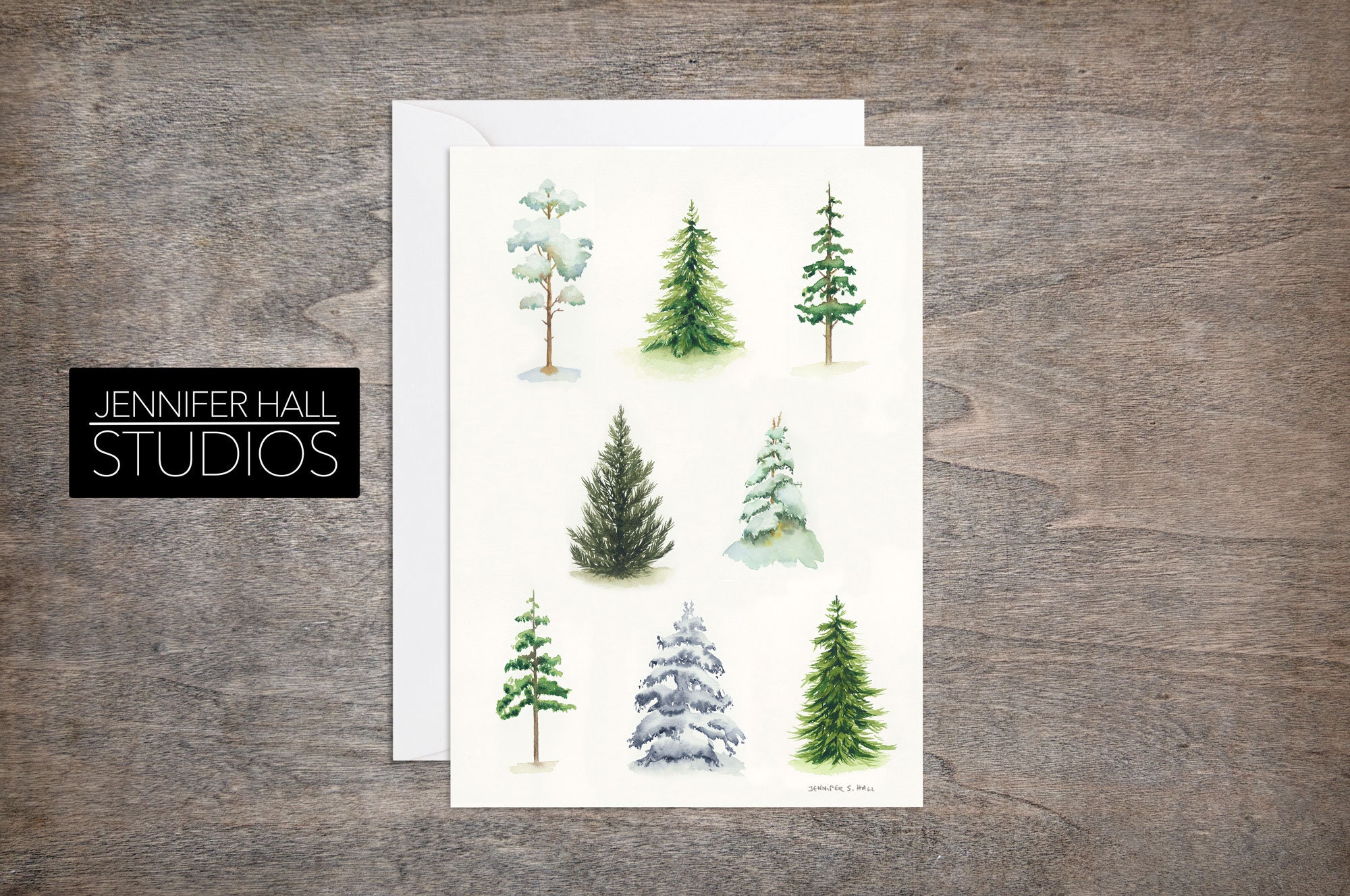 Winter Tree Sampler, Art Note Card, Watercolor, Blank Greeting Card ...