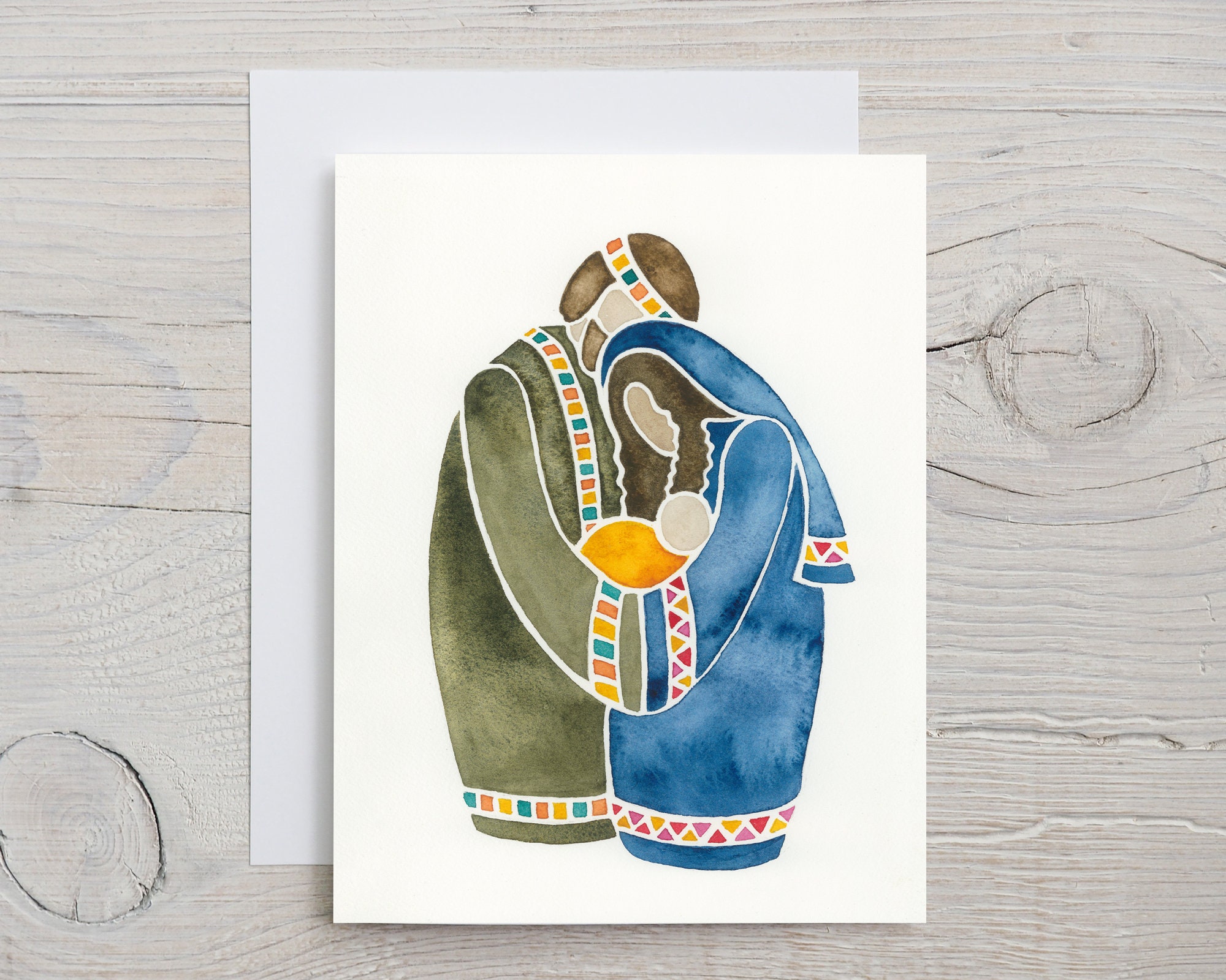 Nativity Scene, Christmas Card, Watercolor, Blank Greeting Card, Art Note Card, Notecard ...