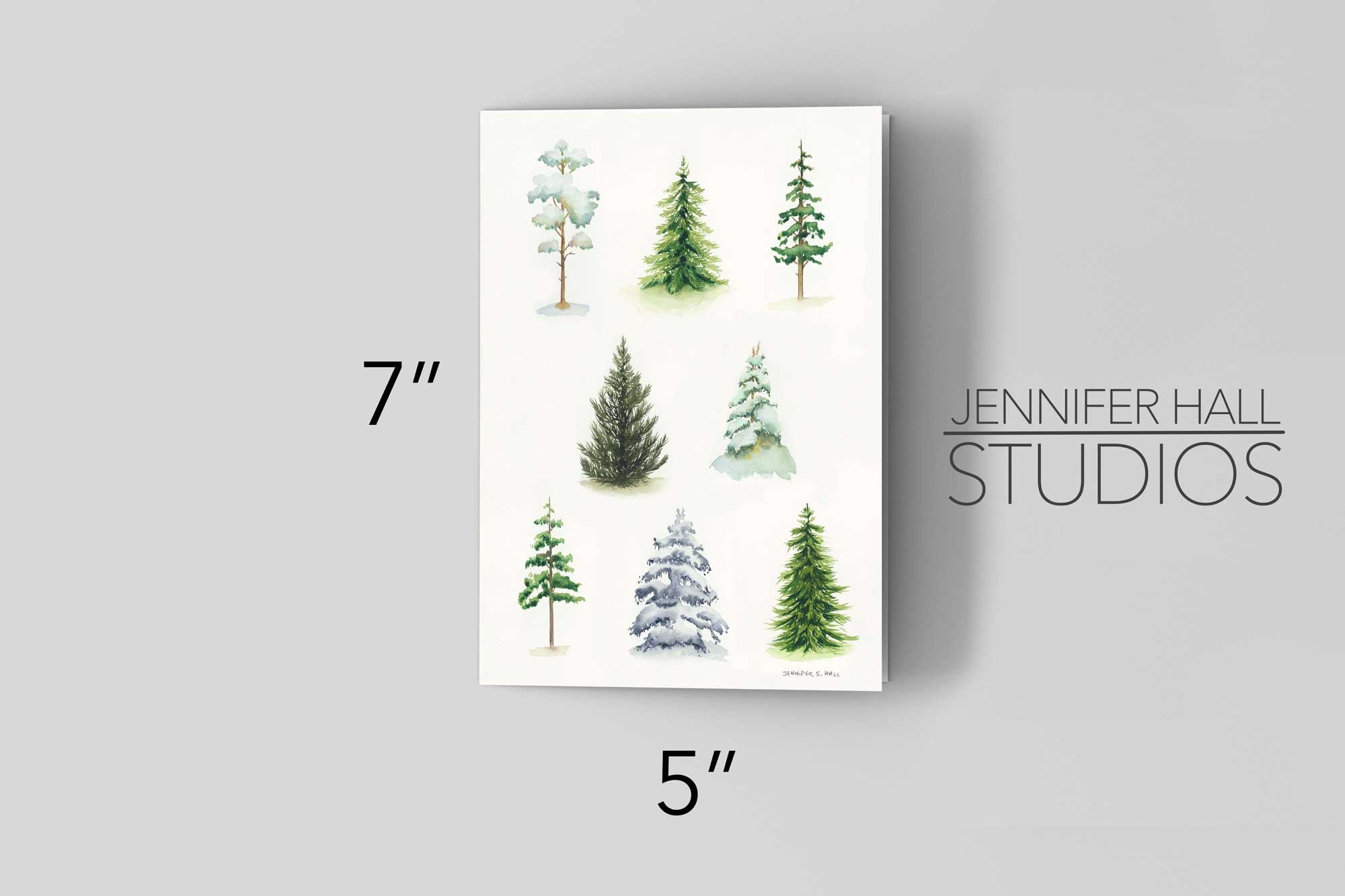 Winter Tree Sampler, Art Note Card, Watercolor, Blank Greeting Card ...