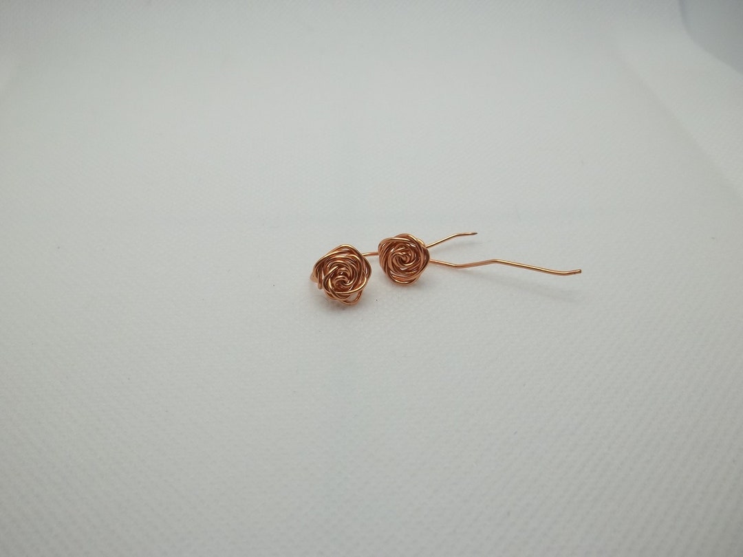 Earrings Copper Roses Wire Flower Rose Nature Romanic Handmade Copper ...