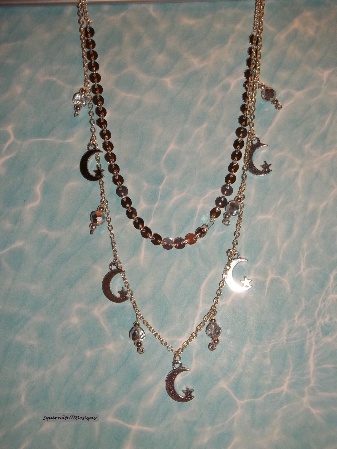 Celestial Layered Necklace Gypsy Moon Stars Layers Statement Boho ...