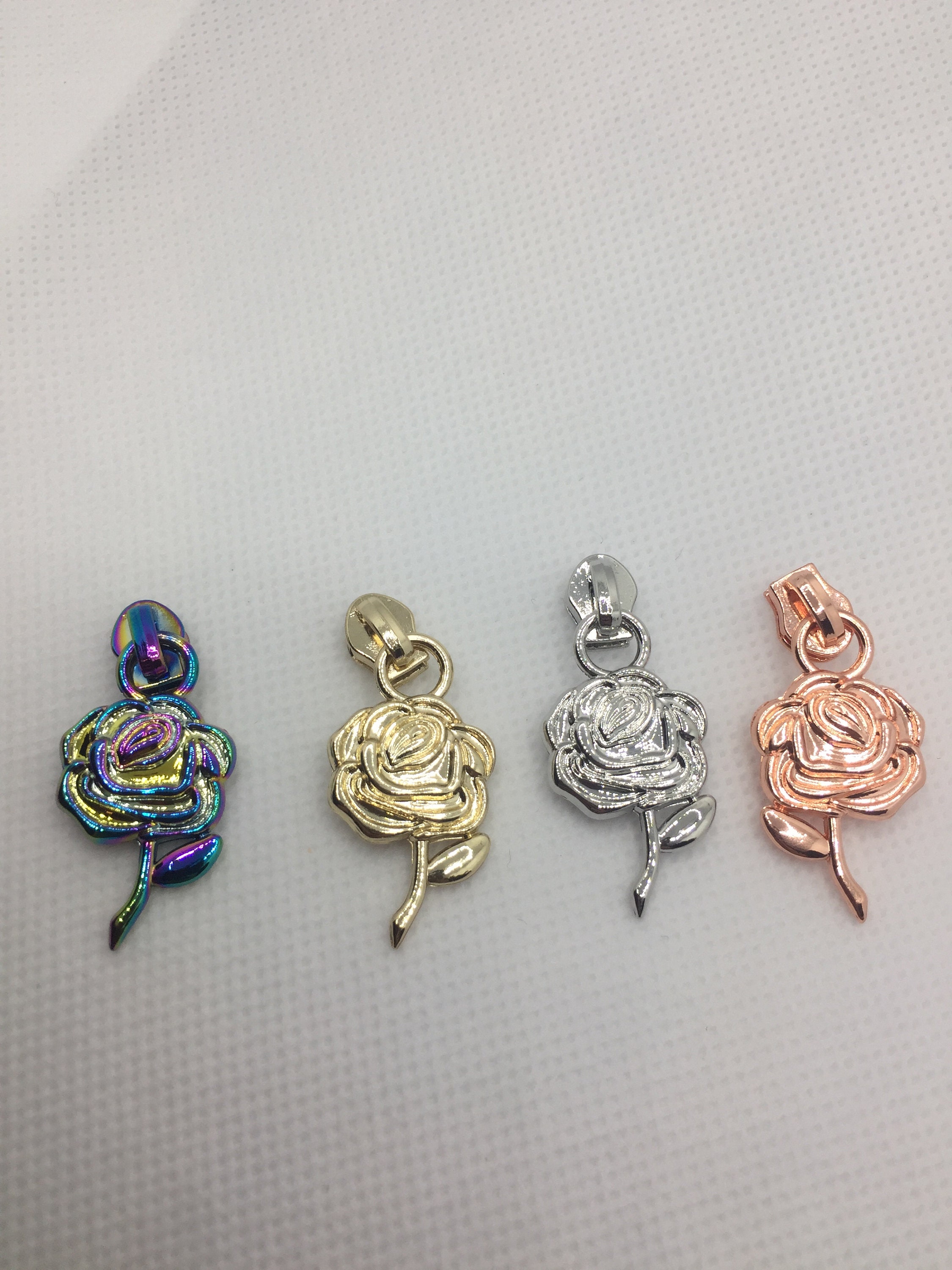 Roses Designs 3 Zipper Pulls 4 colors | Etsy