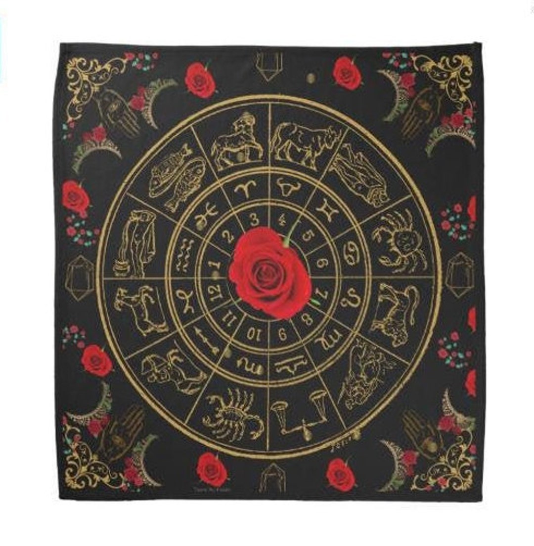Horoscope Zodiac Black Altar Cloth & Divination Cloth , Tarot, Oracle ...
