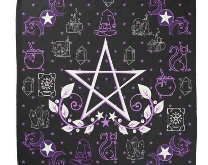 Black Purple Wicca Pentagram Witch Altar Cloth & Divination Cloth ...