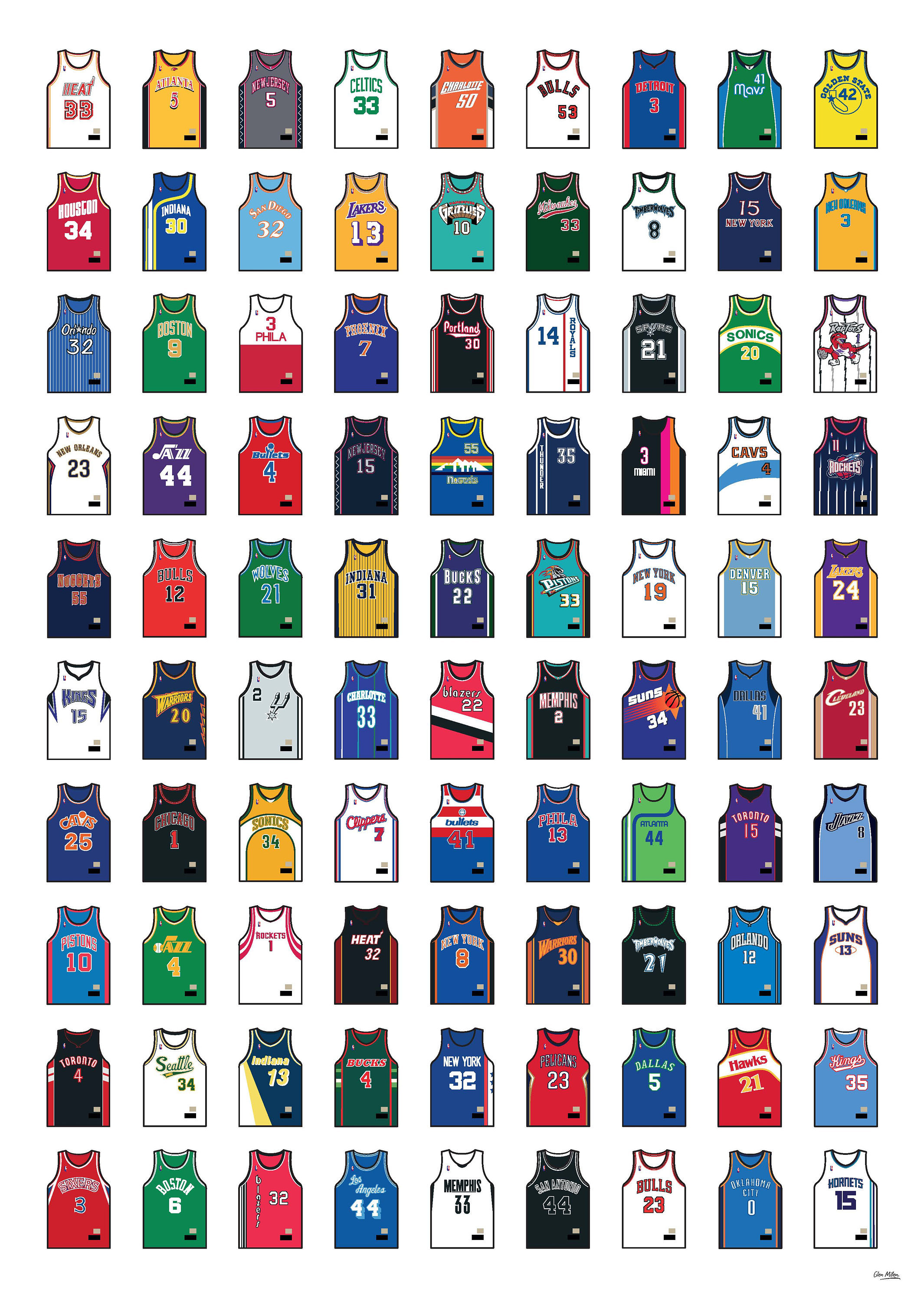 NBA Jersey Illustrations Volume 1 | Etsy