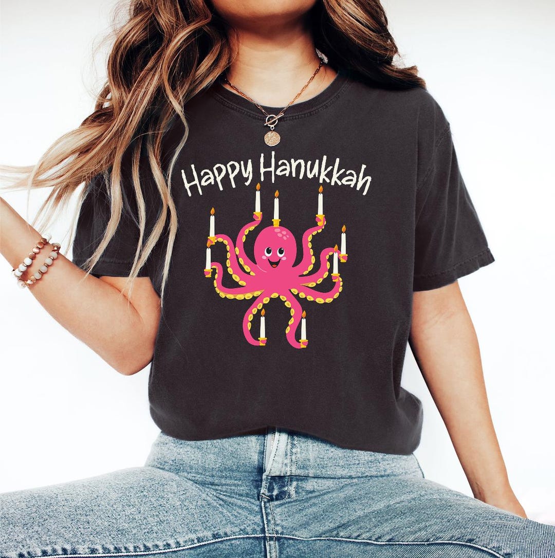 Happy Hanukkah Shirt, Octopus Hanukkah Shirt, Menorah Tee, Funny ...