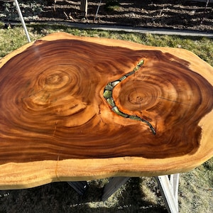 Monkey Pod Slab With Inlaid Abalone Shards - Etsy