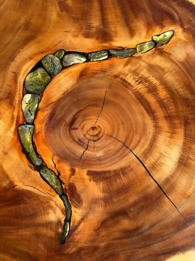 Monkey Pod Slab With Inlaid Abalone Shards - Etsy
