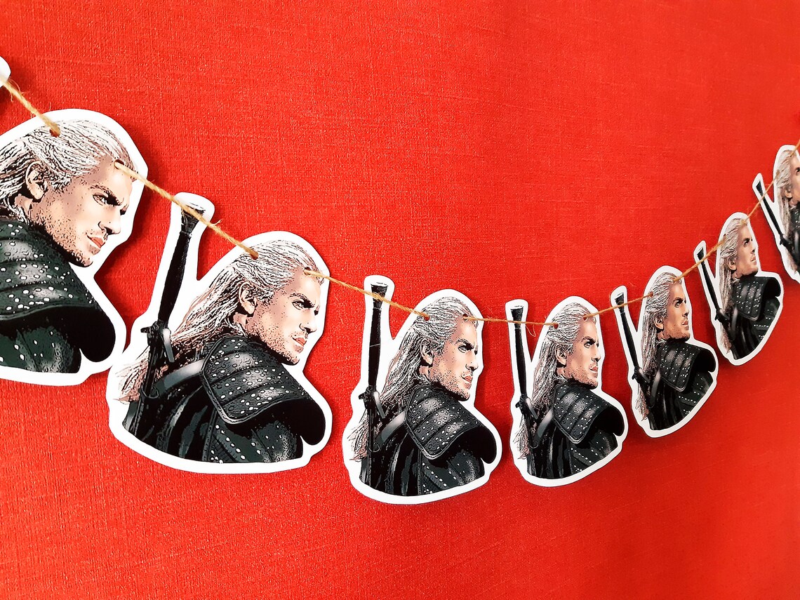 The Witcher digital birthday banner Geralt of Rivia wall | Etsy