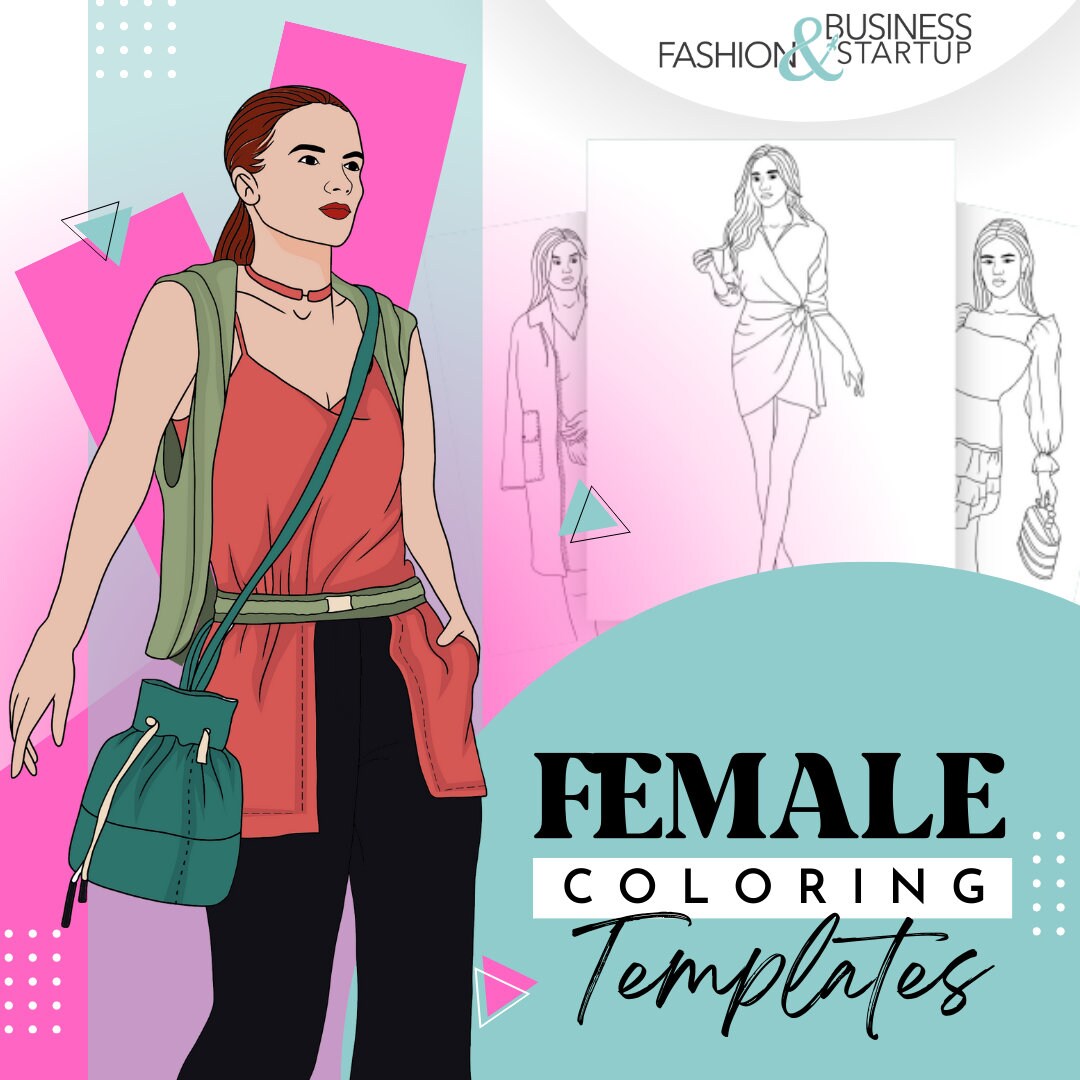 10 FEMALE COLORING Page,white Female Coloring Pages, Procreate Coloring ...
