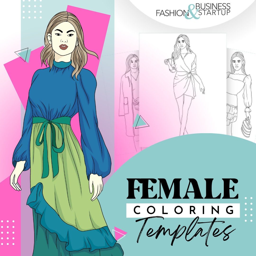 10 FEMALE COLORING Page,white Female Coloring Pages, Procreate Coloring ...