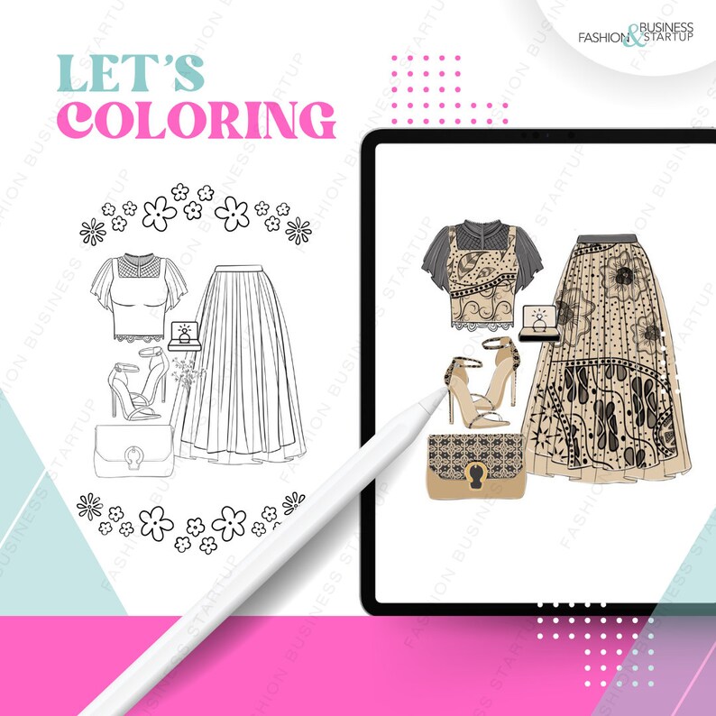 Stylish Set Bundle Coloring Pages: 50 Pages Bundle Coloring Pages I ...