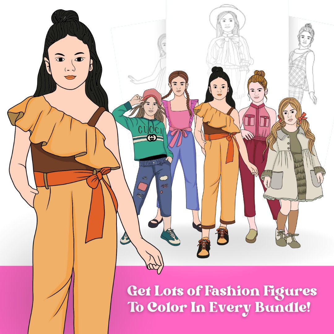 50 Bundle Girl Coloring Page - Etsy