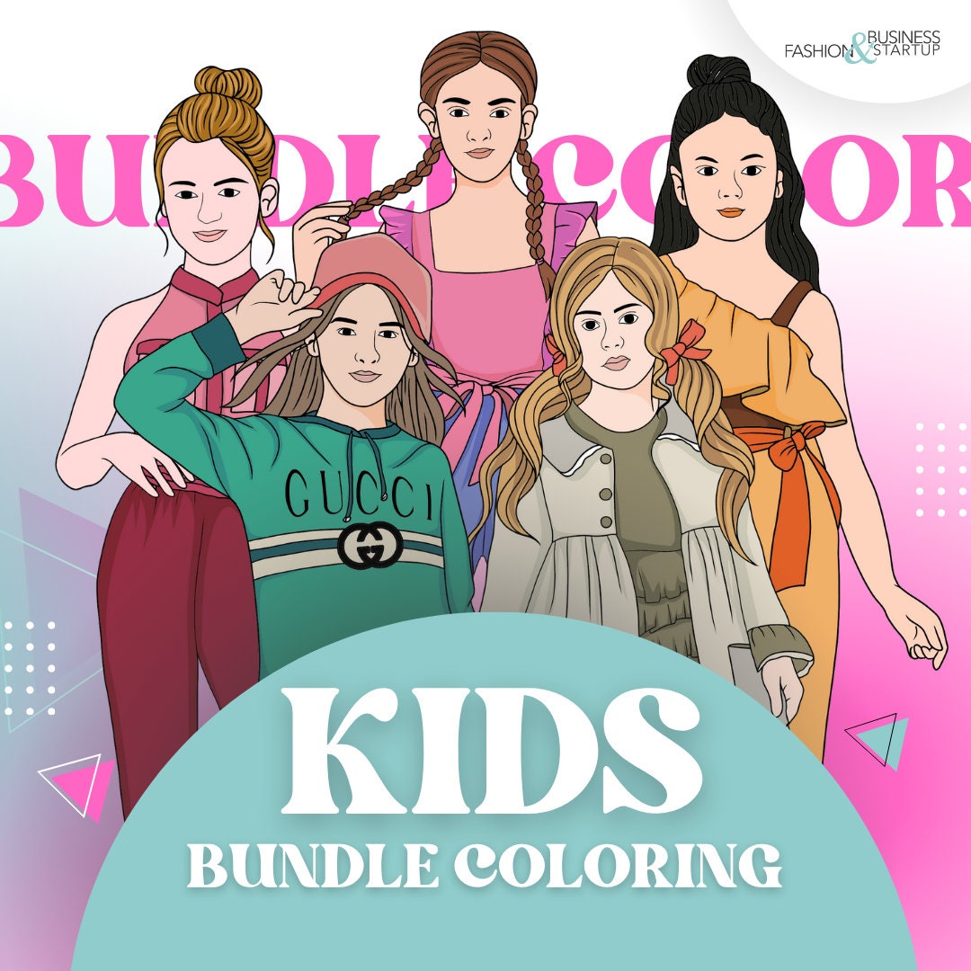 50 Bundle Girl Coloring Page - Etsy