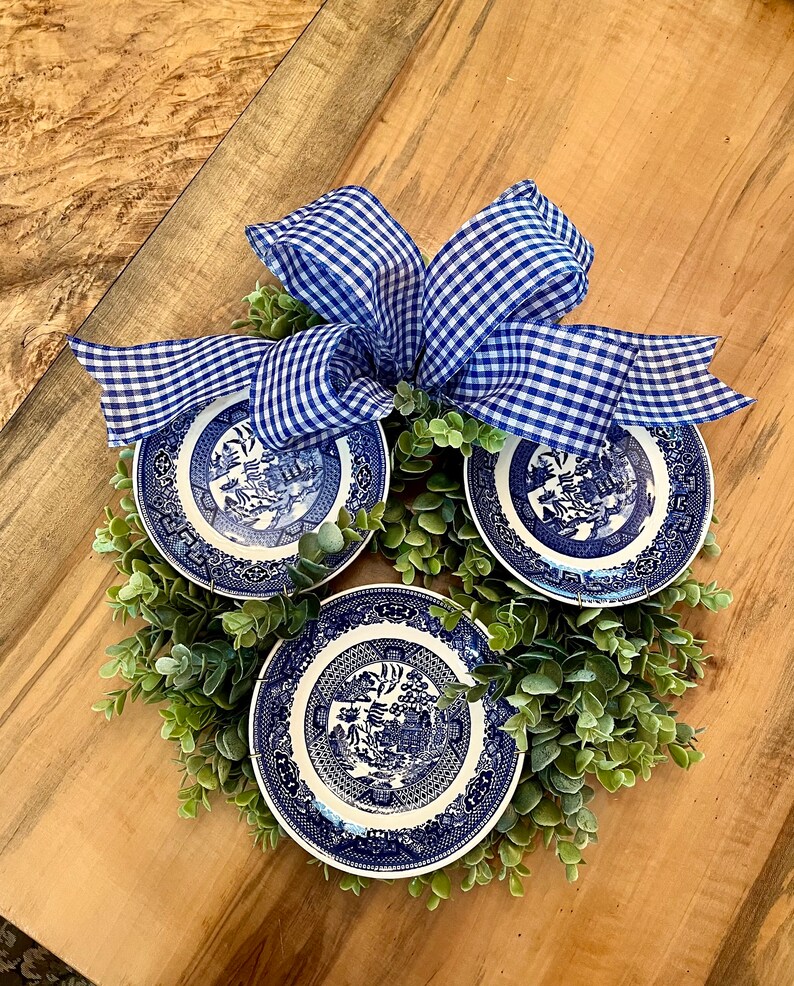 Beautiful Chinoiserie Style MINI Plate Wreath With Vintage Blue Willow ...