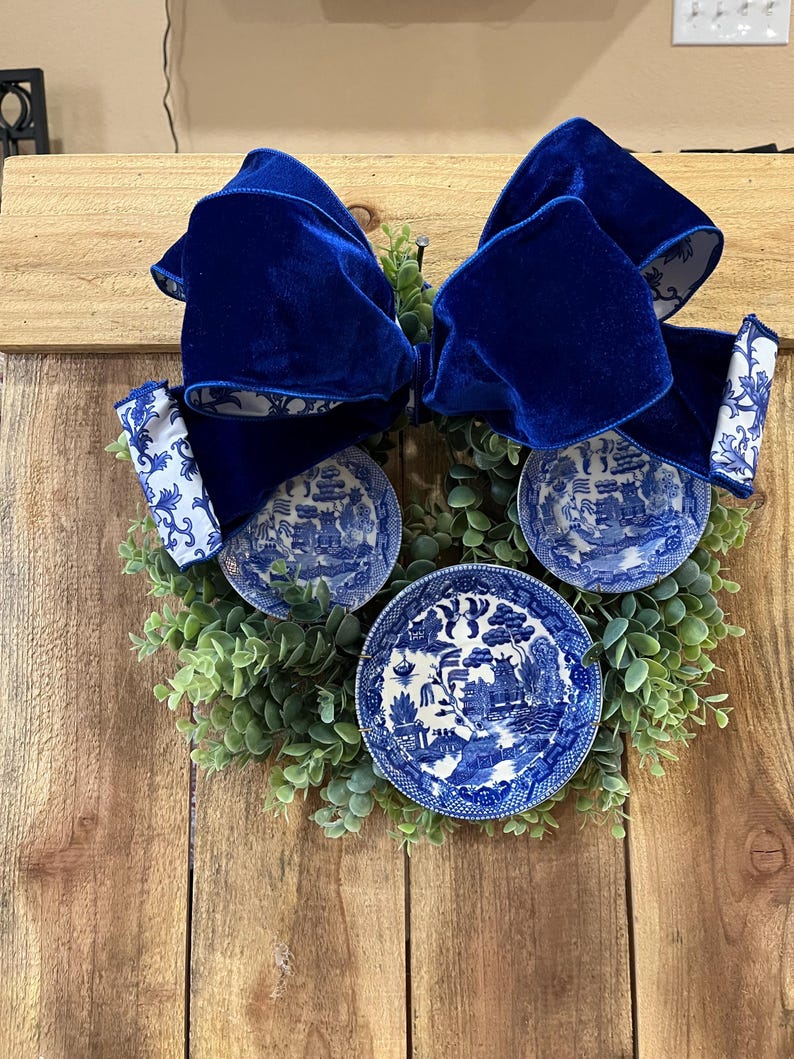 Beautiful Chinoiserie Style MINI Plate Wreath With Vintage Blue Willow ...