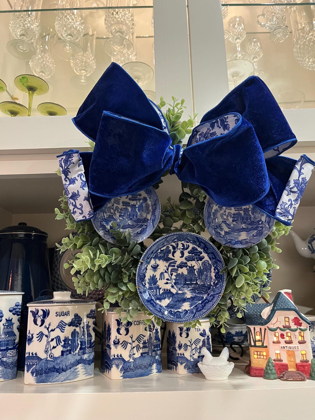 Beautiful Chinoiserie Style MINI Plate Wreath With Vintage Blue Willow ...