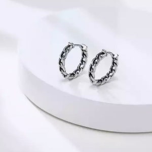 Men Chain Hoop Earring Men Earrings Stainless Steel Tiny Chain - Etsy