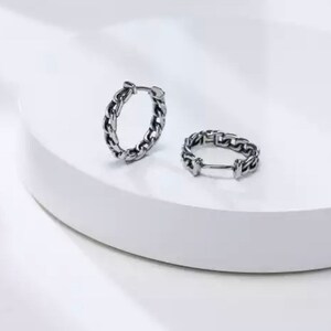 Men Chain Hoop Earring Men Earrings Stainless Steel Tiny Chain - Etsy