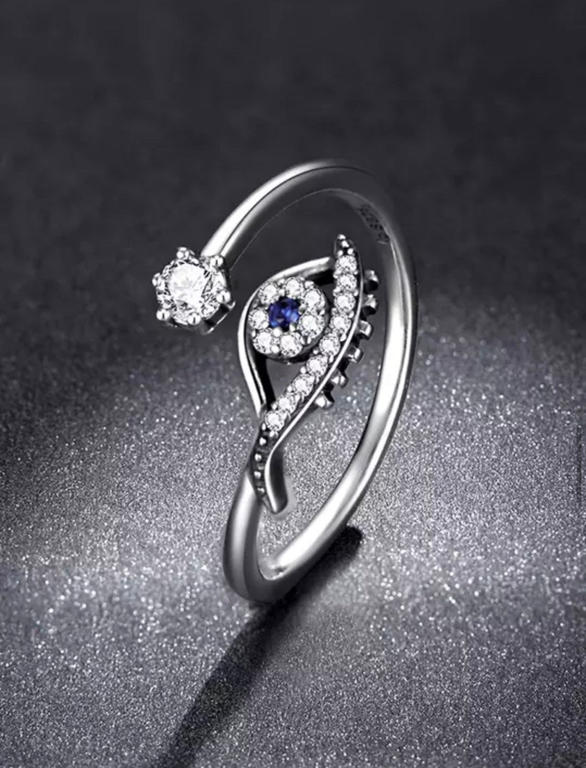 Evil Eye Sterling Silver Ring /lucky Evil Eye With Cubic - Etsy