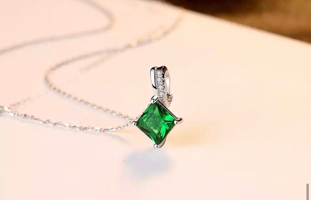 Emerald Sterling Silver Necklace/ Sterling Silver Emerald - Etsy