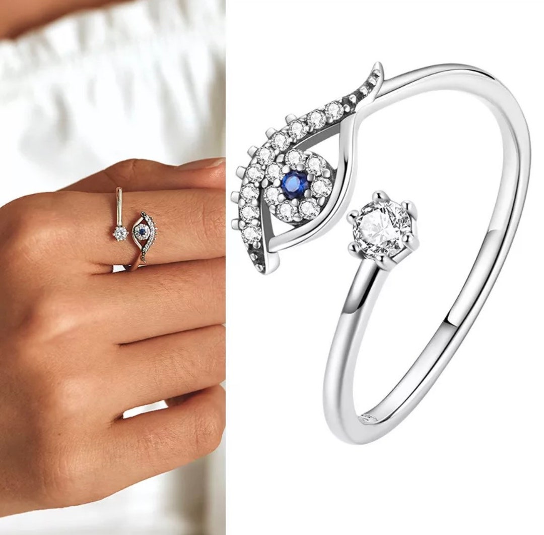 Evil Eye Sterling Silver Ring /lucky Evil Eye With Cubic - Etsy