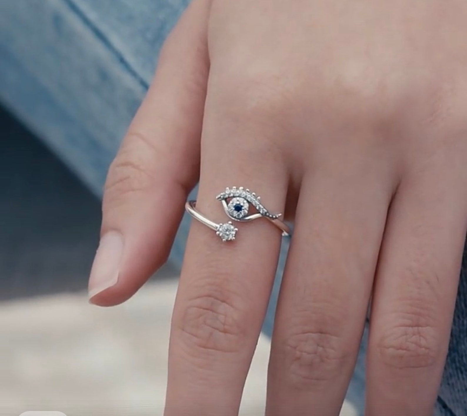 Evil Eye Sterling Silver Ring /lucky Evil Eye With Cubic - Etsy