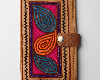 Leather Embroidered Wallet - Etsy
