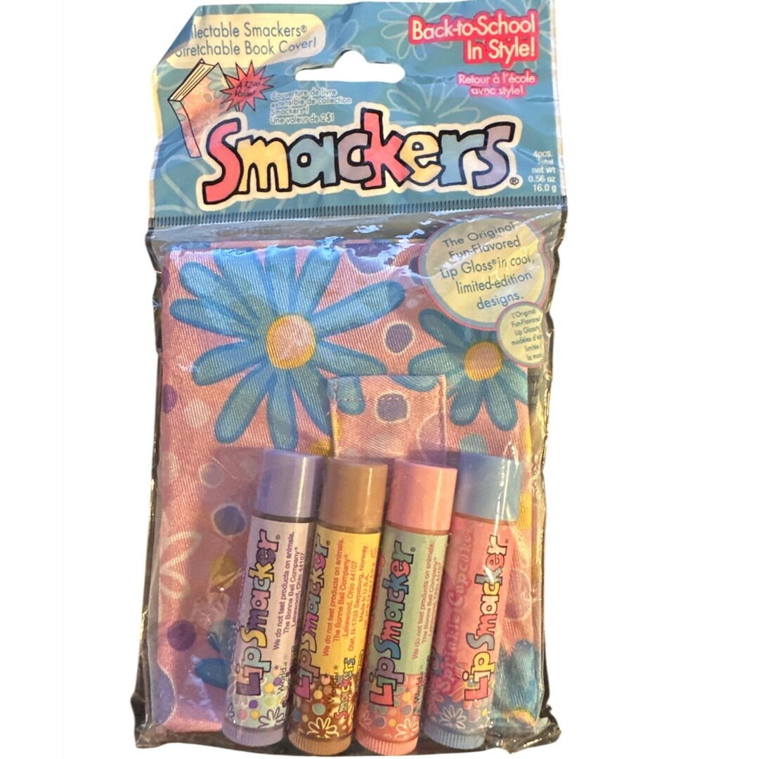Vintage Lip Smackers Back-to-school Book Cover Set W/4 Bubble Font Lip ...