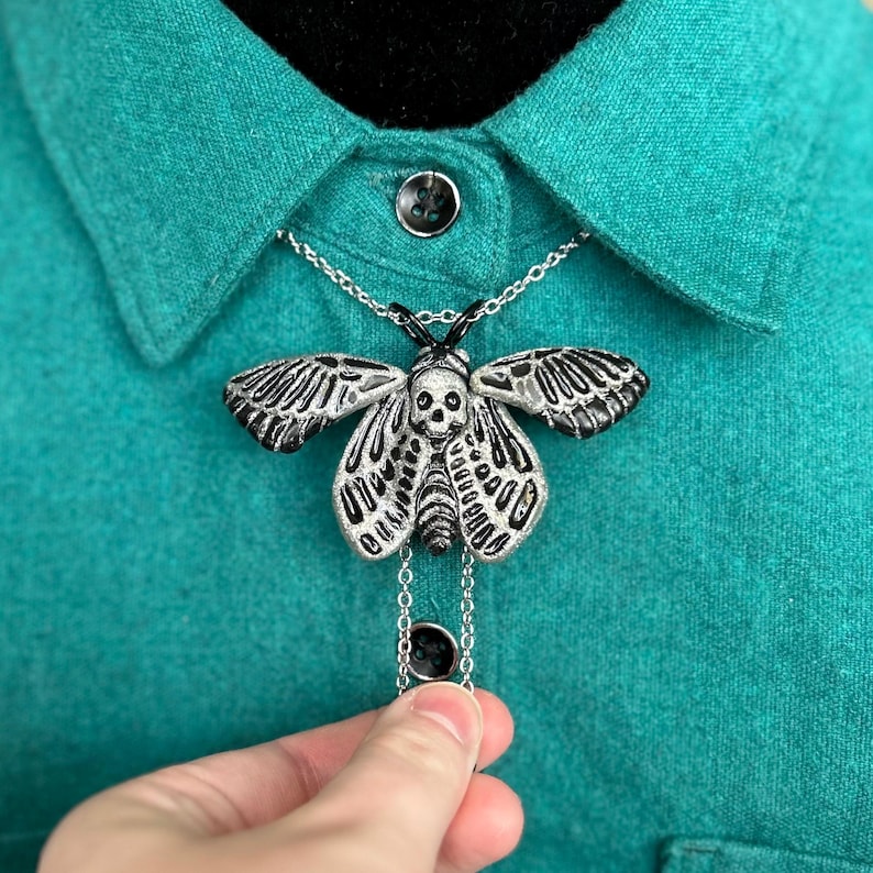 Flapping Moth Necklace! Fluttering Death's Head Moth Fidget Necklace ...