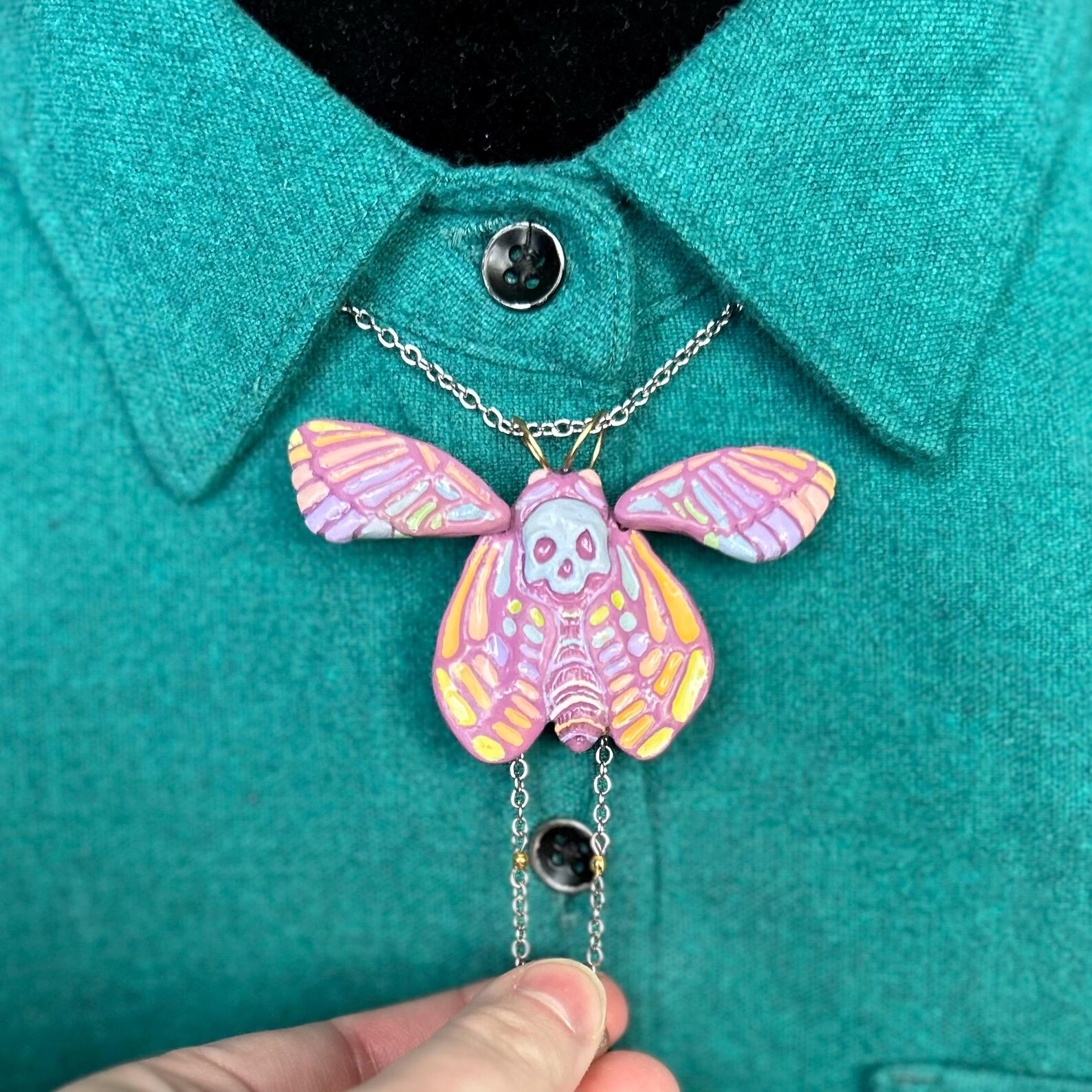 Flapping Moth Necklace! Fluttering Death's Head Moth Fidget Necklace ...