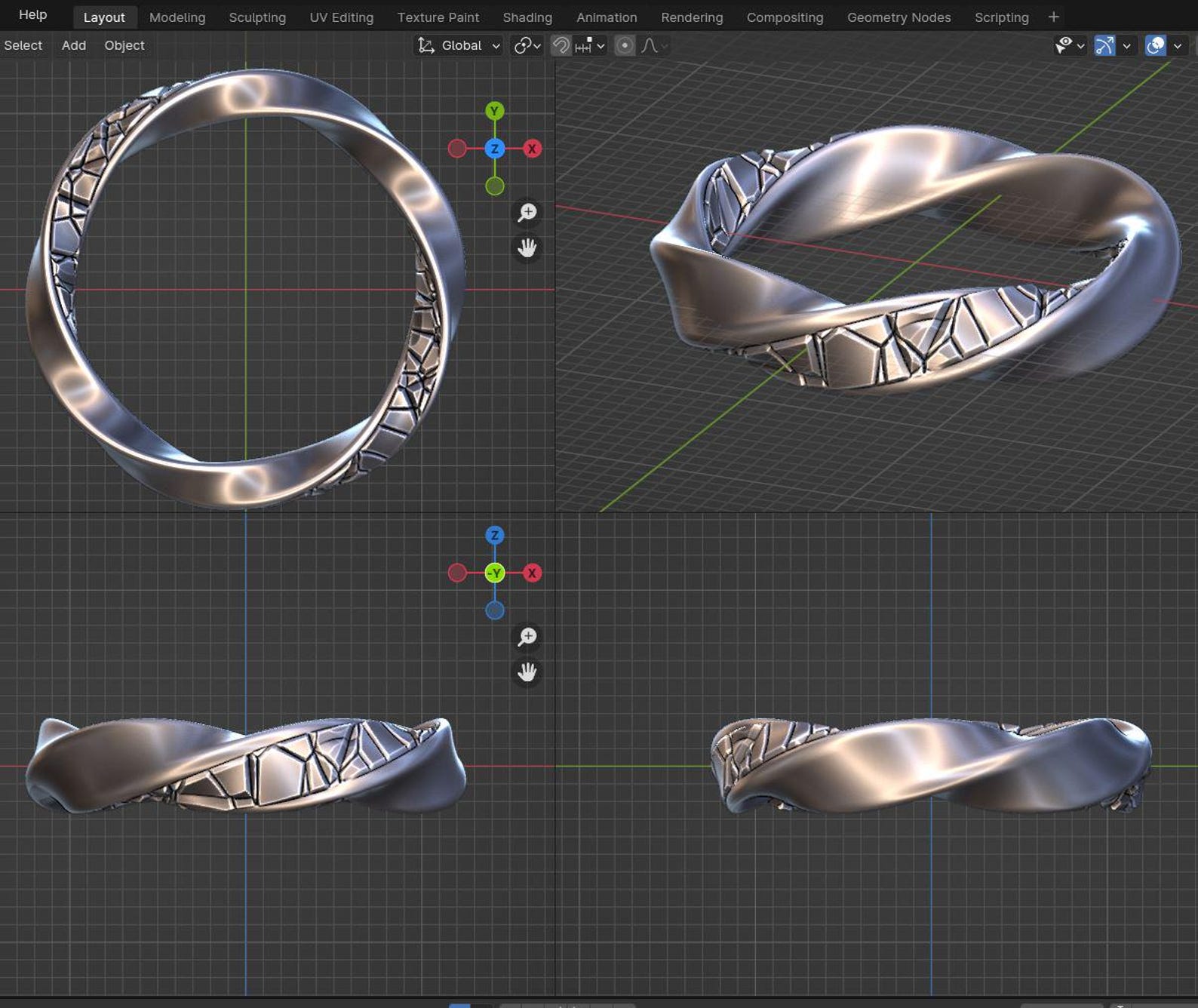 Jewelry 3D Model File for 3D Printing // STL 3D Printable// Ring 3D ...