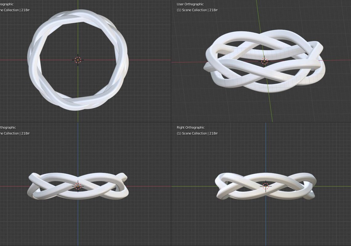 STL 3D Model/ Jewelry CAD File for 3D Printing//3 Strands Braided Band ...