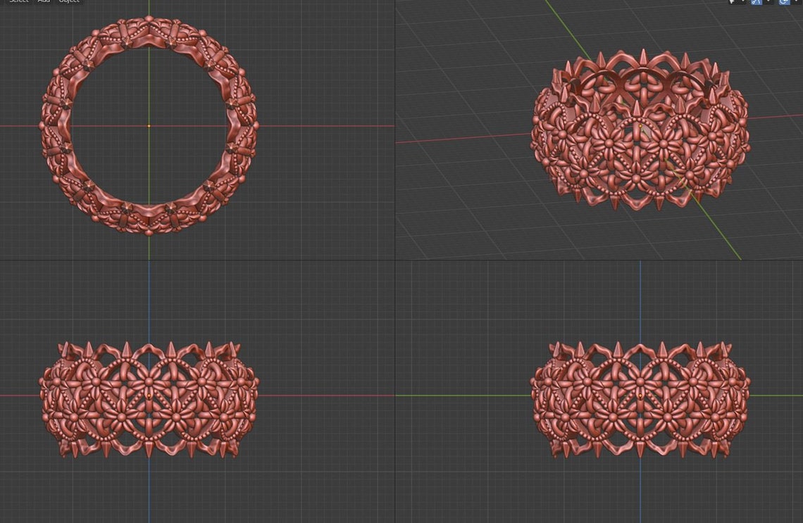 STL 3D Model/ Jewelry CAD File for 3D Printing//thorns and Flowers Ring ...