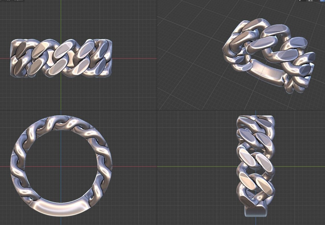 Cuban Chain Ring 3D Model: Jewelry CAD File (STL) - Etsy