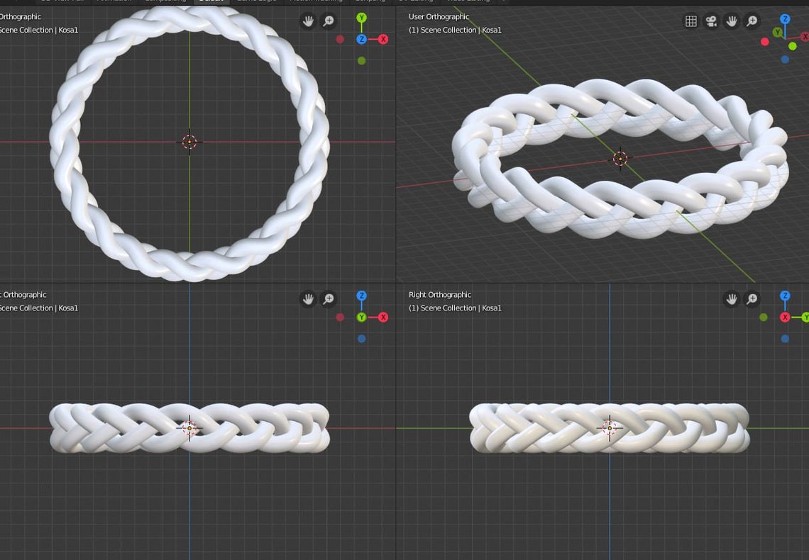 STL 3D Model/ Jewelry CAD File for 3D Printing/cnc/braid Ring//3d ...