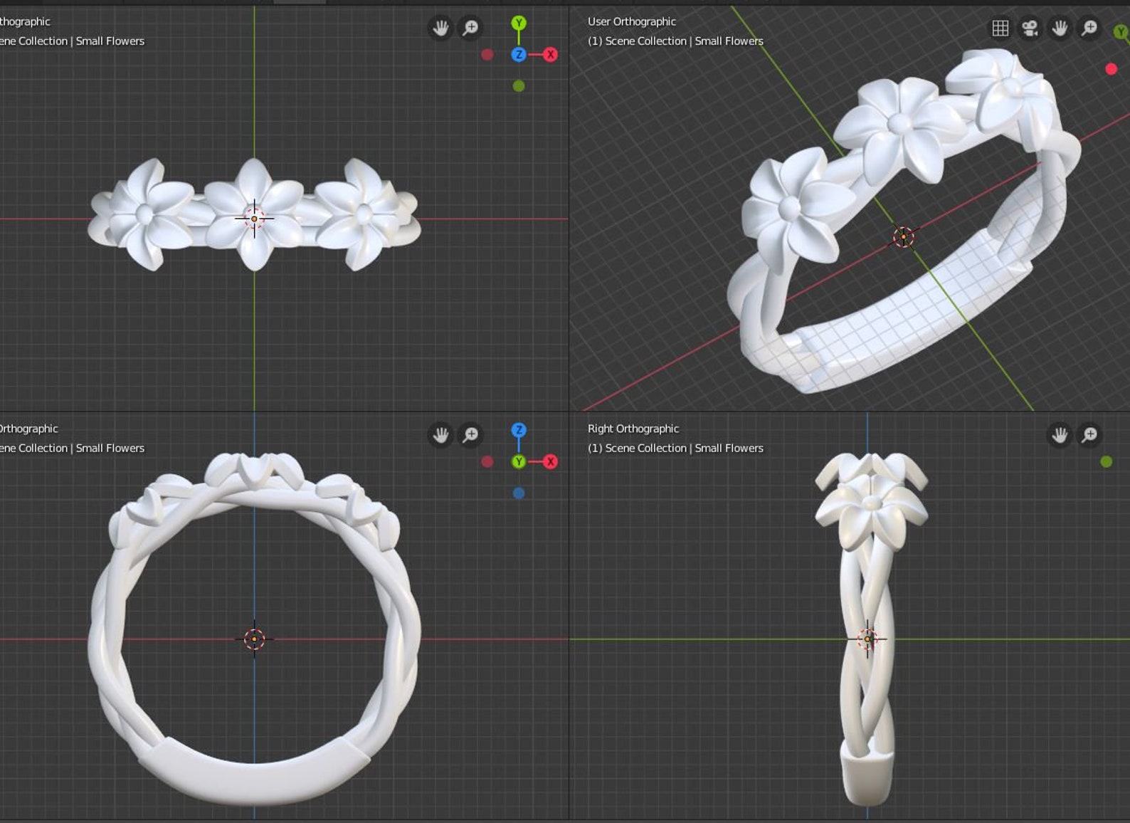 STL 3D Model/ Jewelry CAD File for 3D Printing//ring With Small Flowers ...