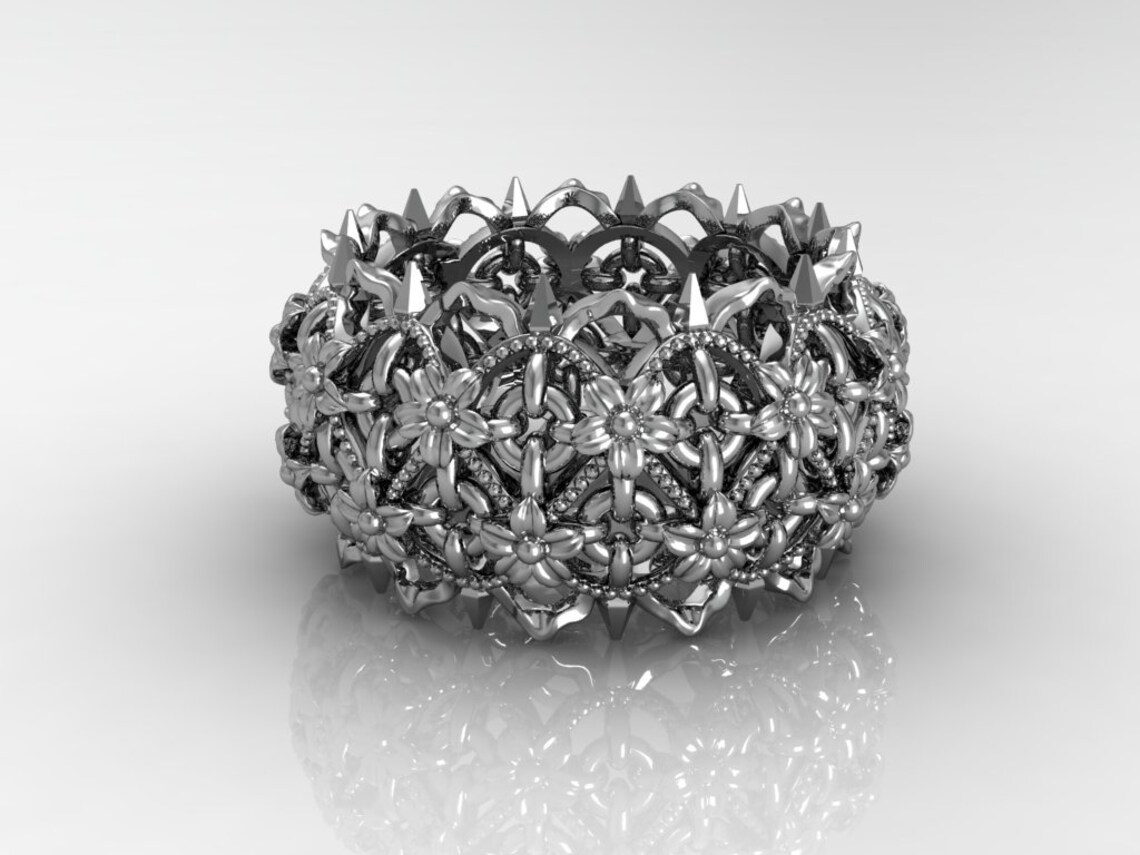 STL 3D Model/ Jewelry CAD File for 3D Printing//thorns and Flowers Ring ...