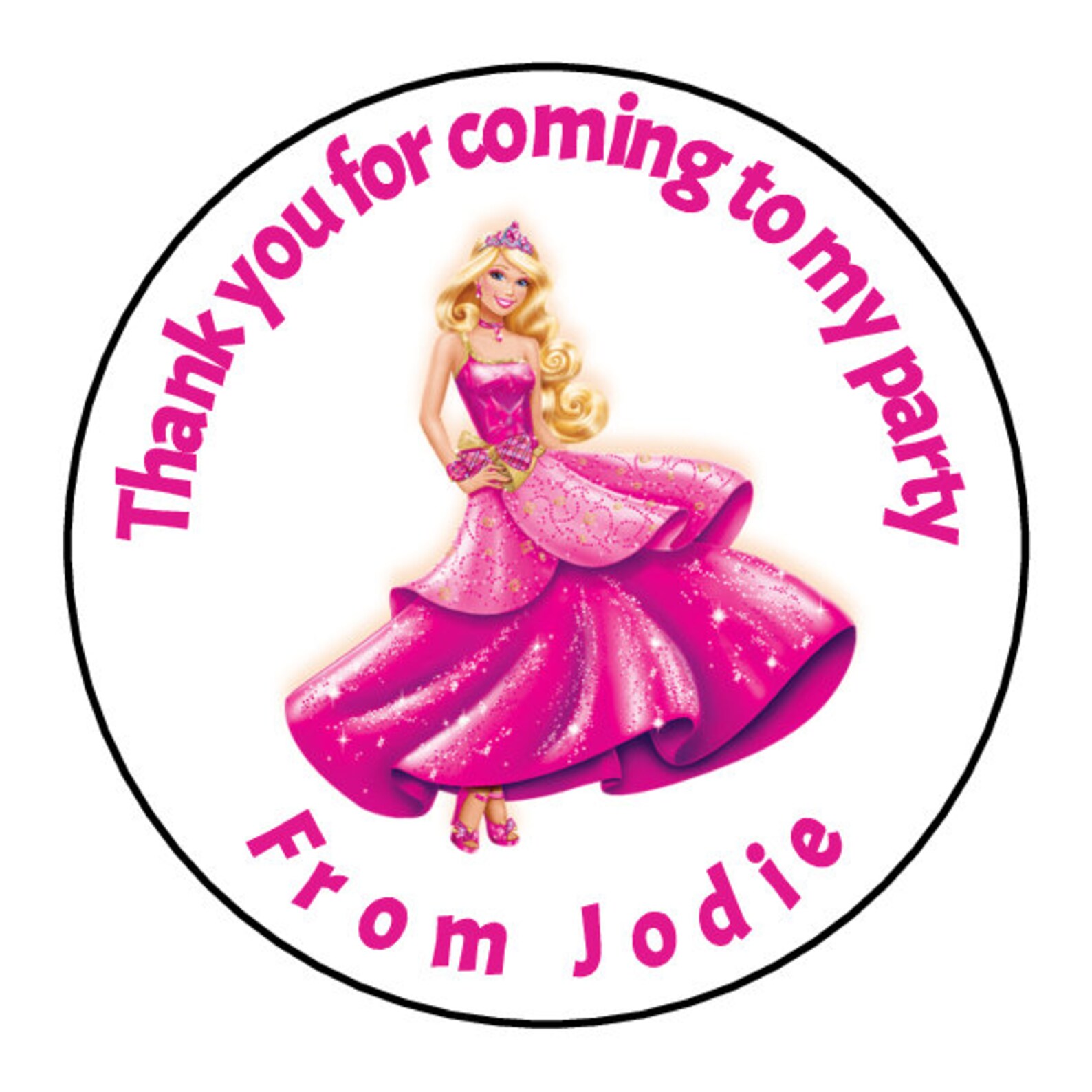 Personalised Barbie Thank You for Coming to My Birthday Party - Etsy UK