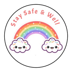 Thank You Stay Safe Be Well Rainbow Stickers Sweet Cones - Etsy