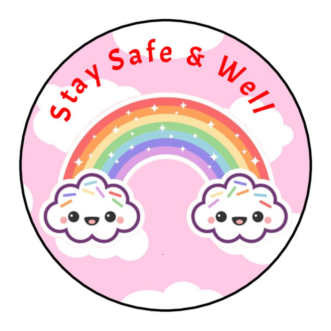 Thank You Stay Safe Be Well Rainbow Stickers Sweet Cones - Etsy
