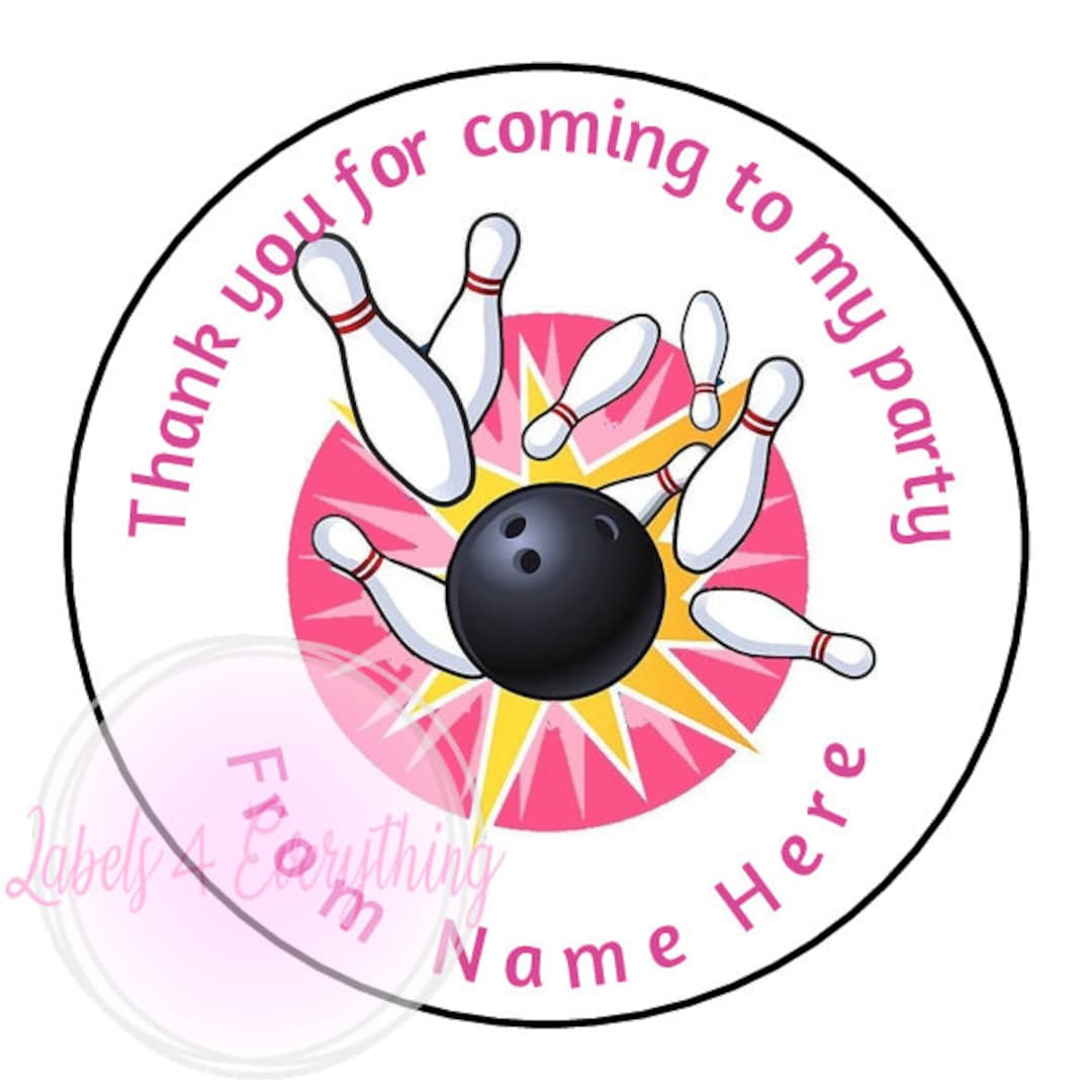 Personalised Pink Bowling Strike Stickers Party Thank You - Etsy