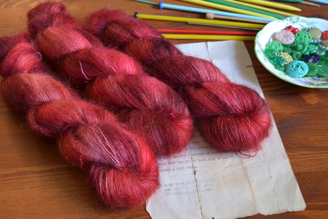 Rose Hip, Kid Silk Mohair, Fluffy, Fuzzy Yarn, Shawl Yarn, Hand Dyed ...