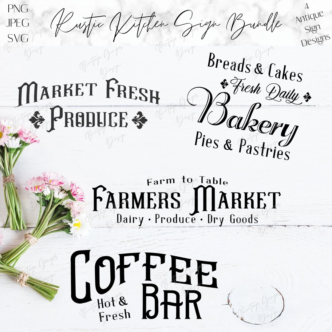 Rustic Kitchen Sign Bundle SVG - Etsy