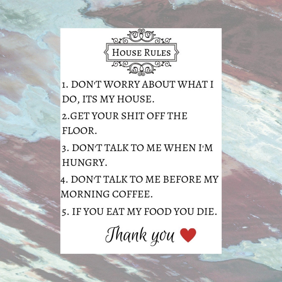 Funny House Rules Sign Etsy