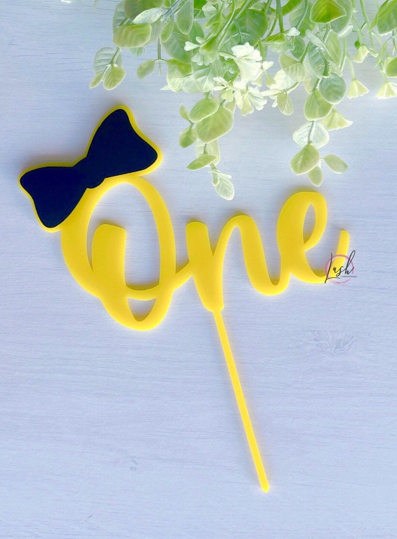 Yellow and Black Bow Cake Topper - Etsy