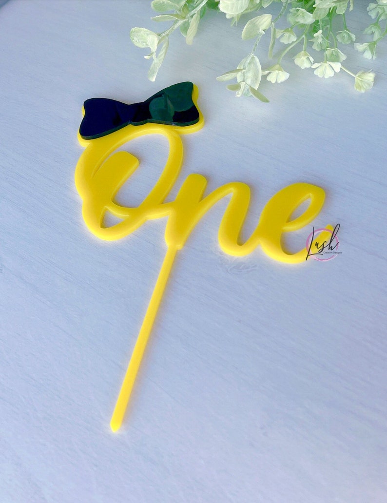 Yellow and Black Bow Cake Topper - Etsy