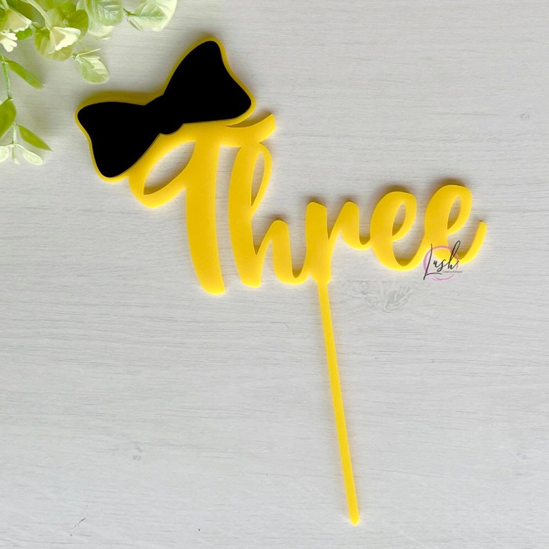 Yellow and Black Bow Cake Topper - Etsy