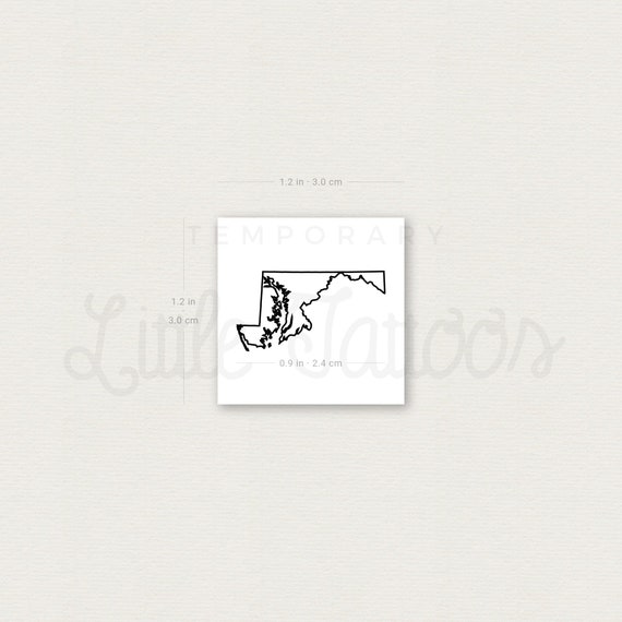 Maryland State Outline Tattoos Maryland Outline Etsy